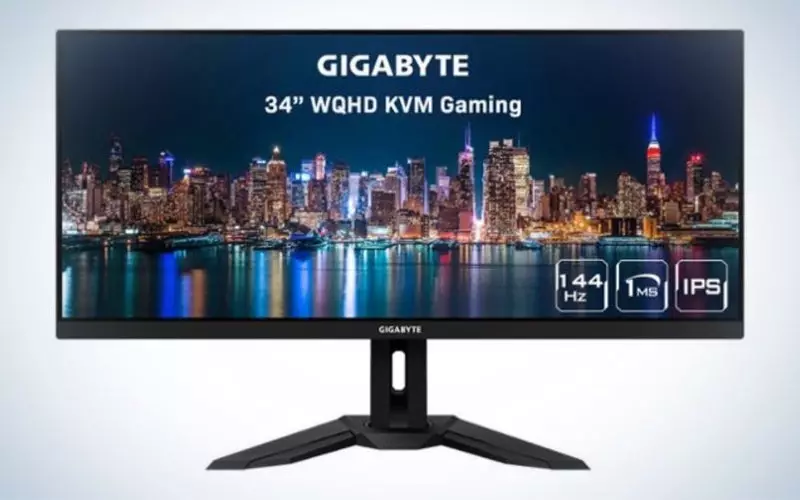 Gigabyte M34WQ ئەڭ ياخشى ئۇلترا ئاۋاز دولقۇنى usb c كۆرسەتكۈچ.