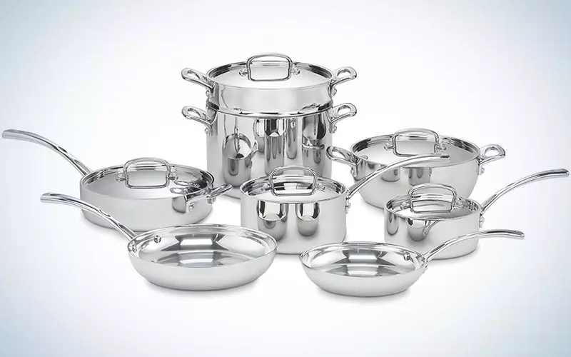 Cuisinart - Juego de utensilios de cocina de tres capas de acero inoxidable clásico francés de 13 piezas