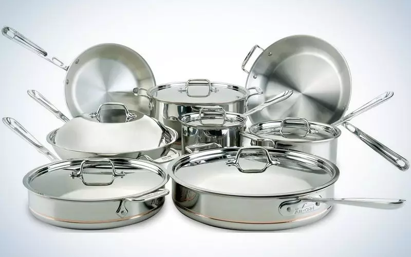 Sadaya-Clad 60090 Tambaga Inti 5-Ply kabeungkeut Dishwasher Aman Cookware Set